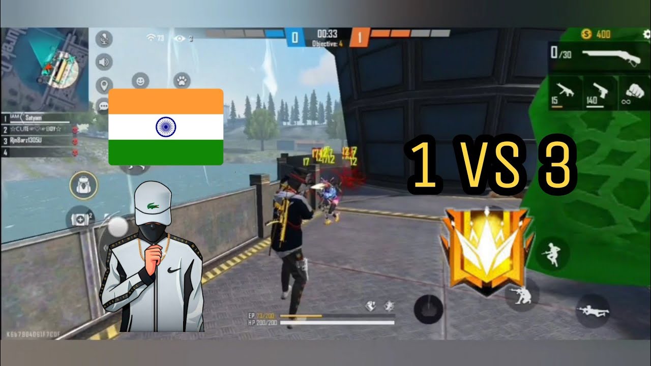FREE FIRE 1 VS 3 - YouTube
