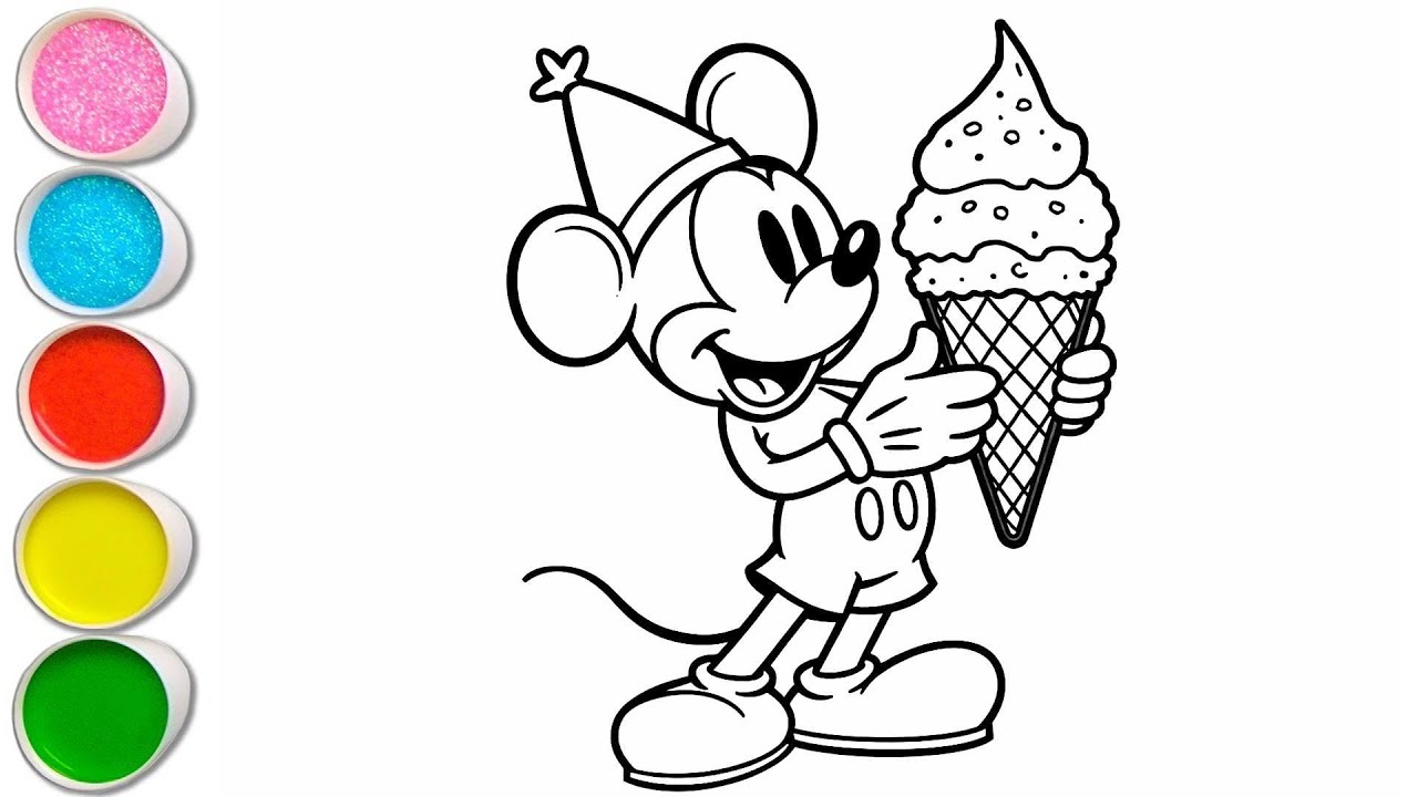 Cute Mickey Mouse Drawing for kids, Painting & Coloring for kids ...