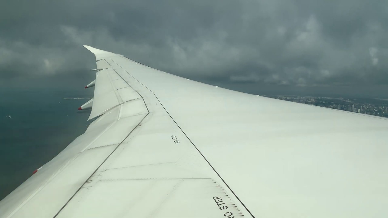 Singapore Airlines Boeing 787-10 wing view landing Manila - Singapore ...