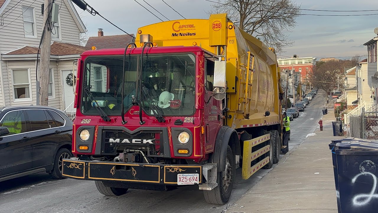 Capitol Waste Services 258 ~ Mack TE613 McNeilus Rear Loader PT 1 - YouTube