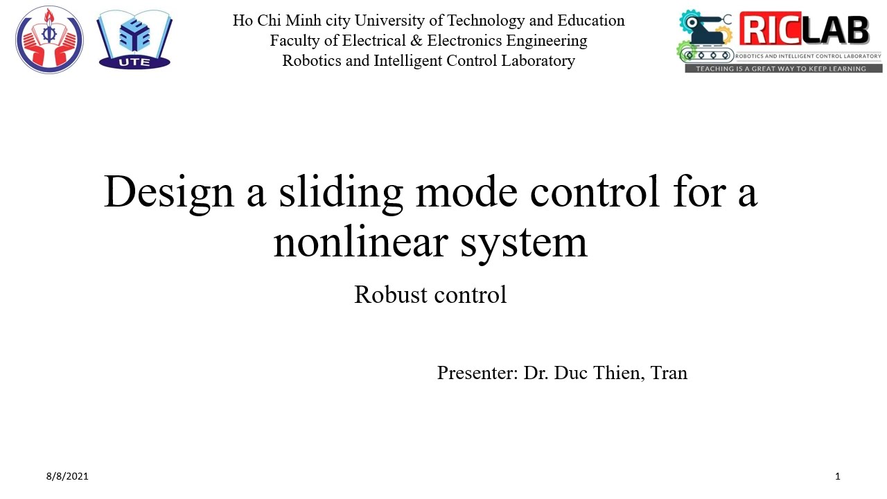 Design A Sliding Mode Control For A Nonlinear System Matlab Simulink