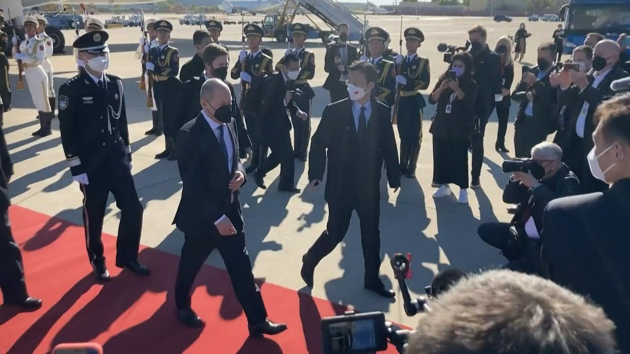 German Chancellor Olaf Scholz arrives in China | AFP - YouTube
