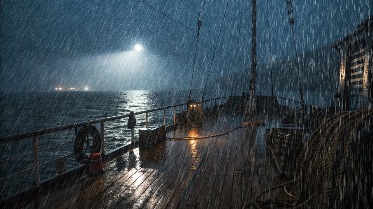 Rain On A Boat Sailing In Heavy Rain - 깊은 잠을 위한 편안한 소리, 불면증 완화 - YouTube