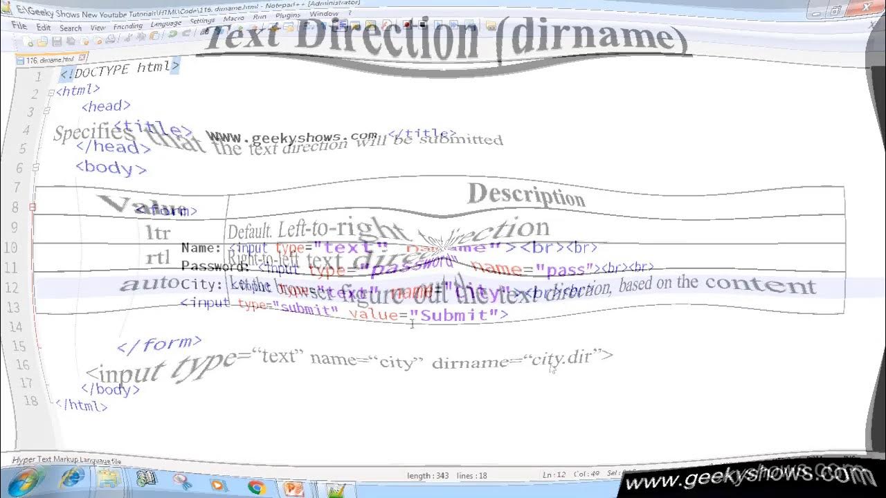 150. dirname attribute in HTML (Hindi) - YouTube