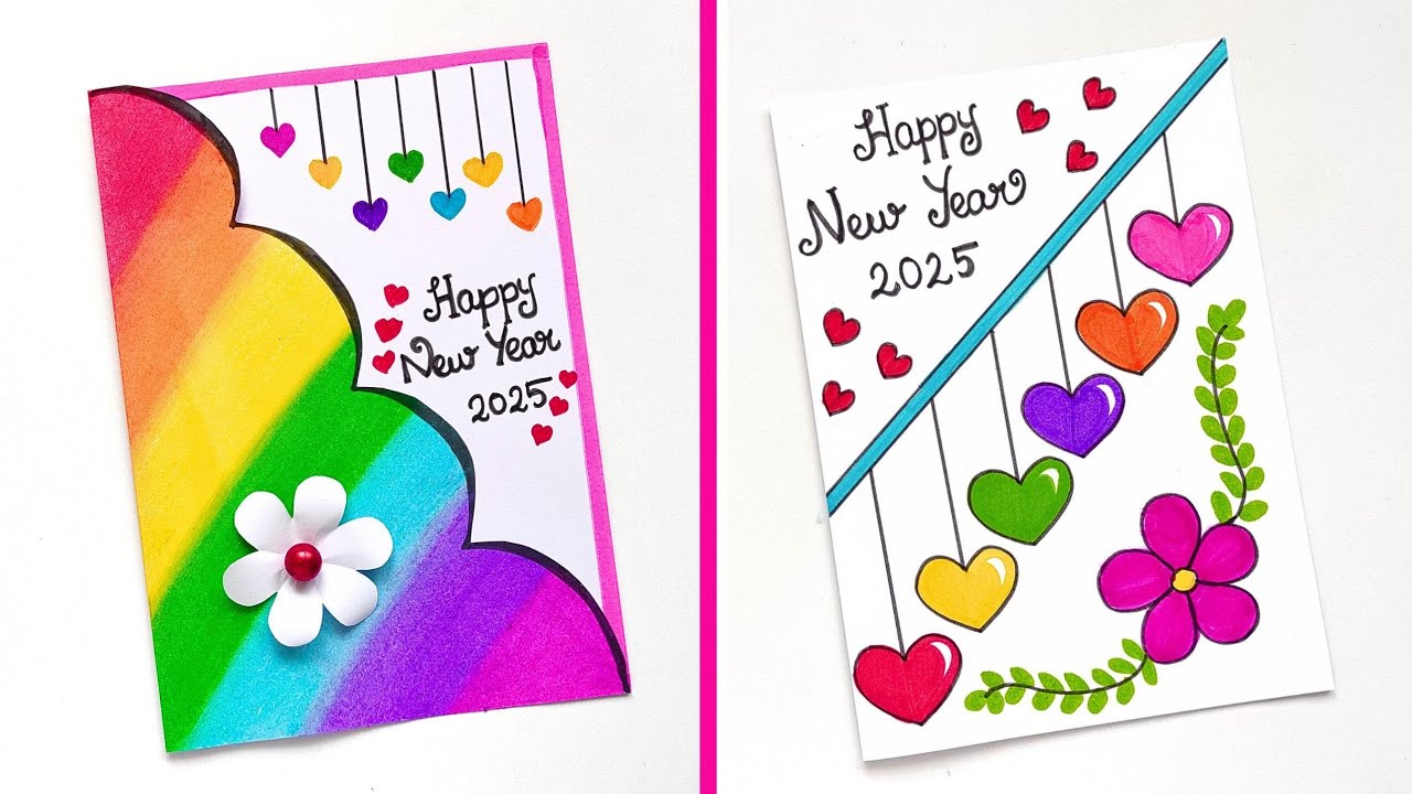 2 Last minute New Year Greeting Card | Easy & Simple New year card ...
