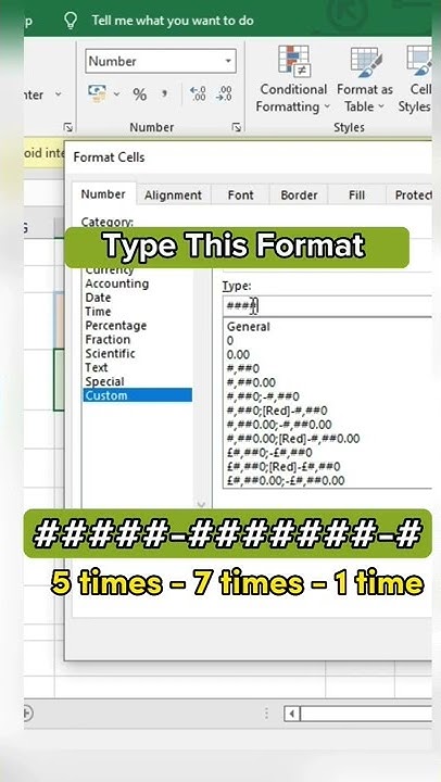 Add Dashes to CNIC Number Automatically & Data Validation #shorts #excel - YouTube