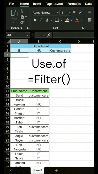 Filter Formula In Excel Msoffice Microsoftexcel Exceltutorial Excelformula Excelreels 0352