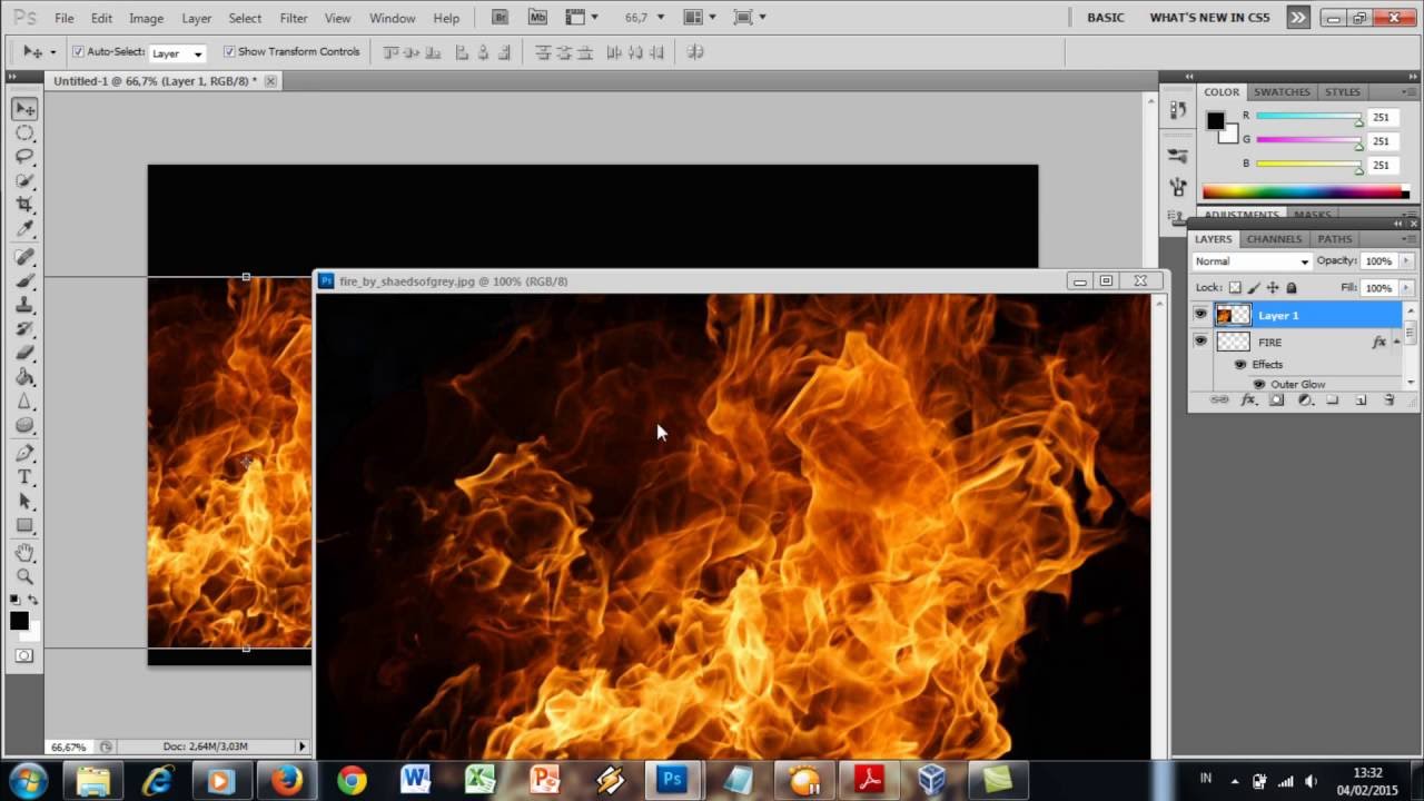 cara membuat efek api pada tulisan dengan mudah - YouTube