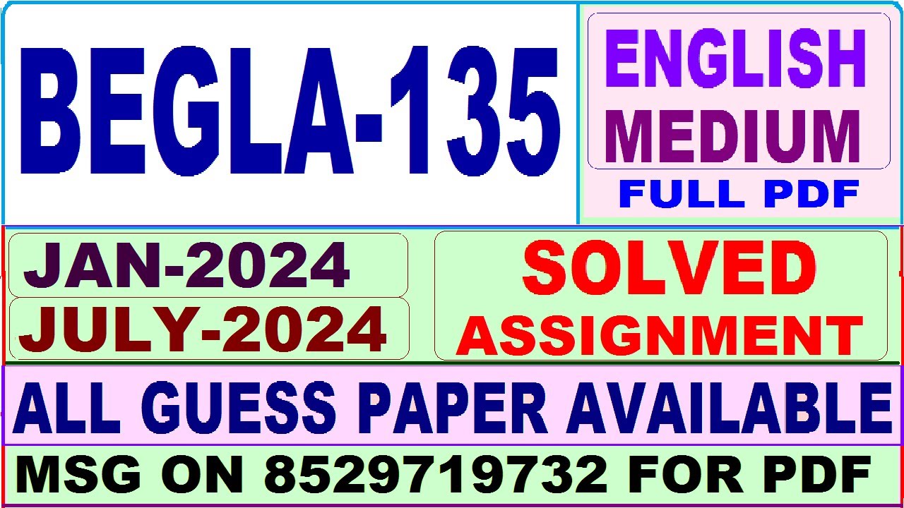 BEGLA 135 solved assignment 2024 in English / begla 135 solved ... BEGLA 135 solved assignment 2024 in English / begla 135 solved ...