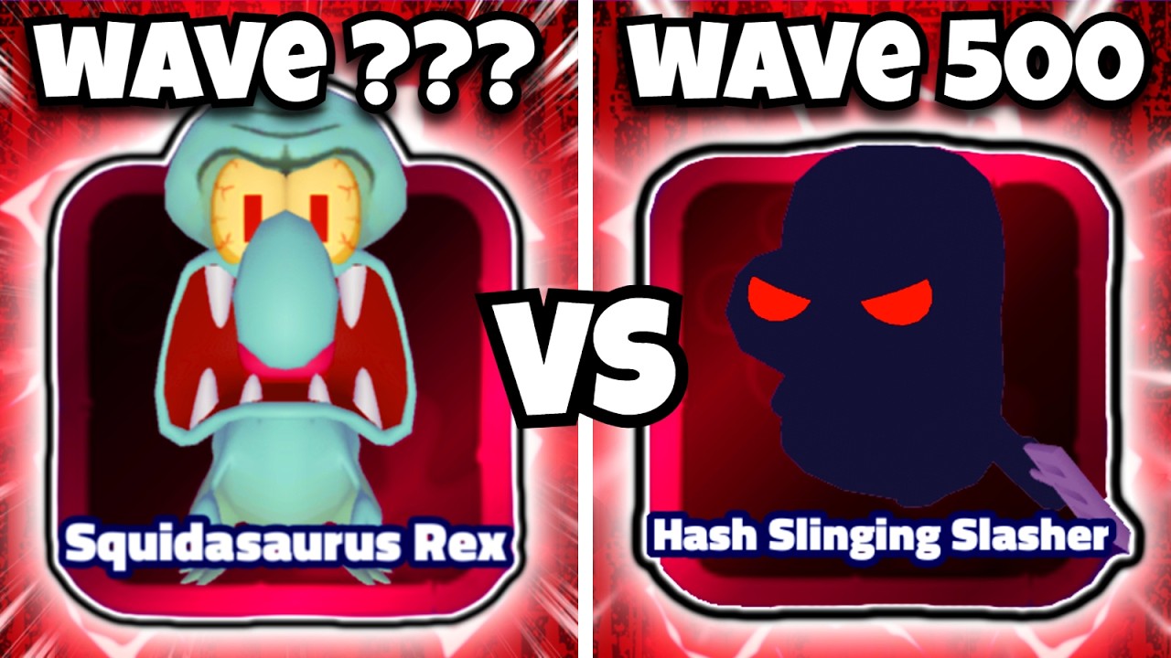 HASH SLINGING SLASHER VS SQUIDASAURUS REX! (SpongeBob Tower Defense ...
