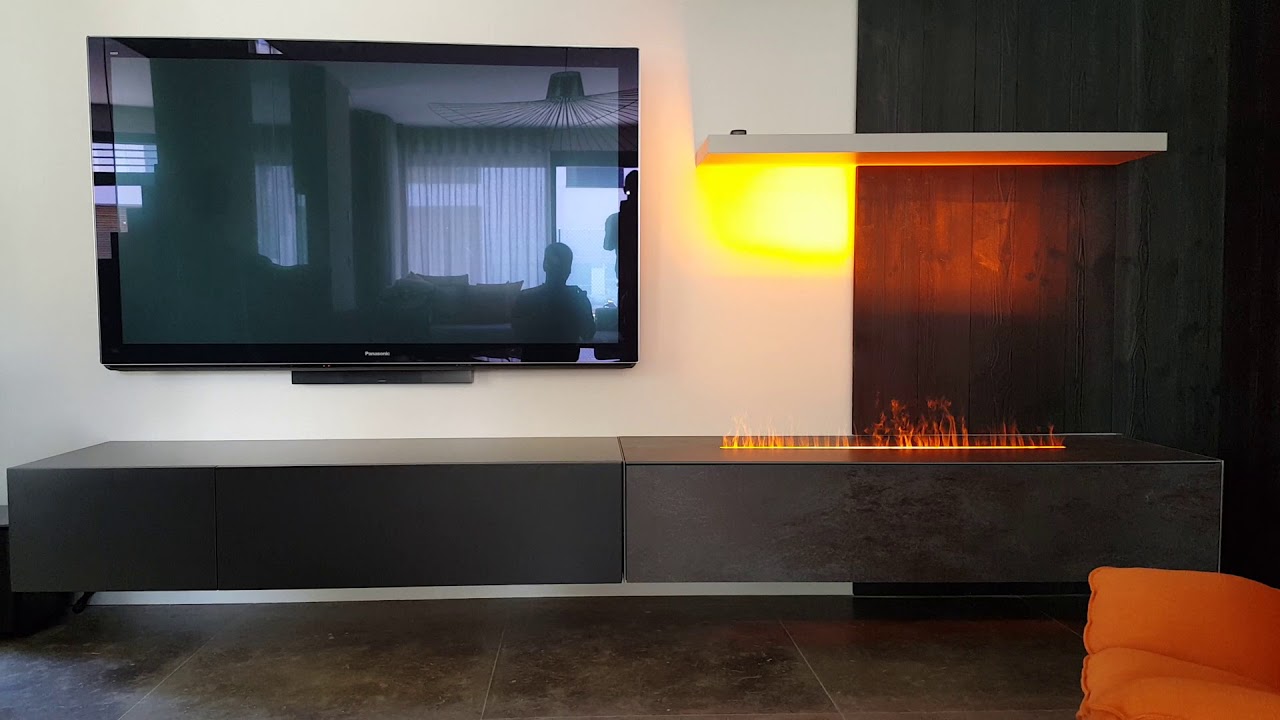 Meuble Ameno avec cheminée intégrée - YouTube