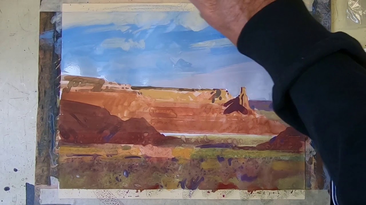 Gouache Demo, short version, High Desert Landscape - How to - YouTube