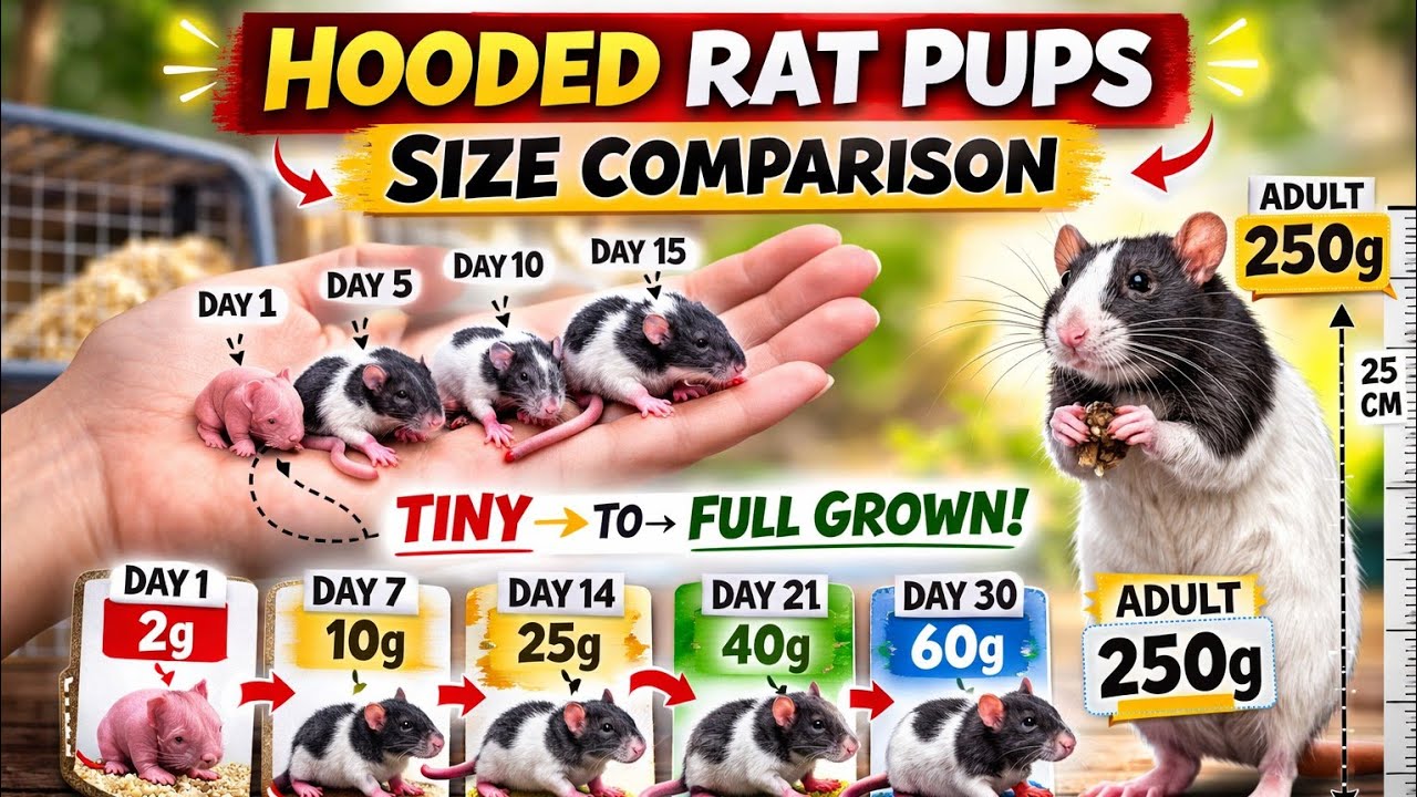 Rats Keeping Setup. Size comparison of ratpups. Hooded rat pups. - YouTube