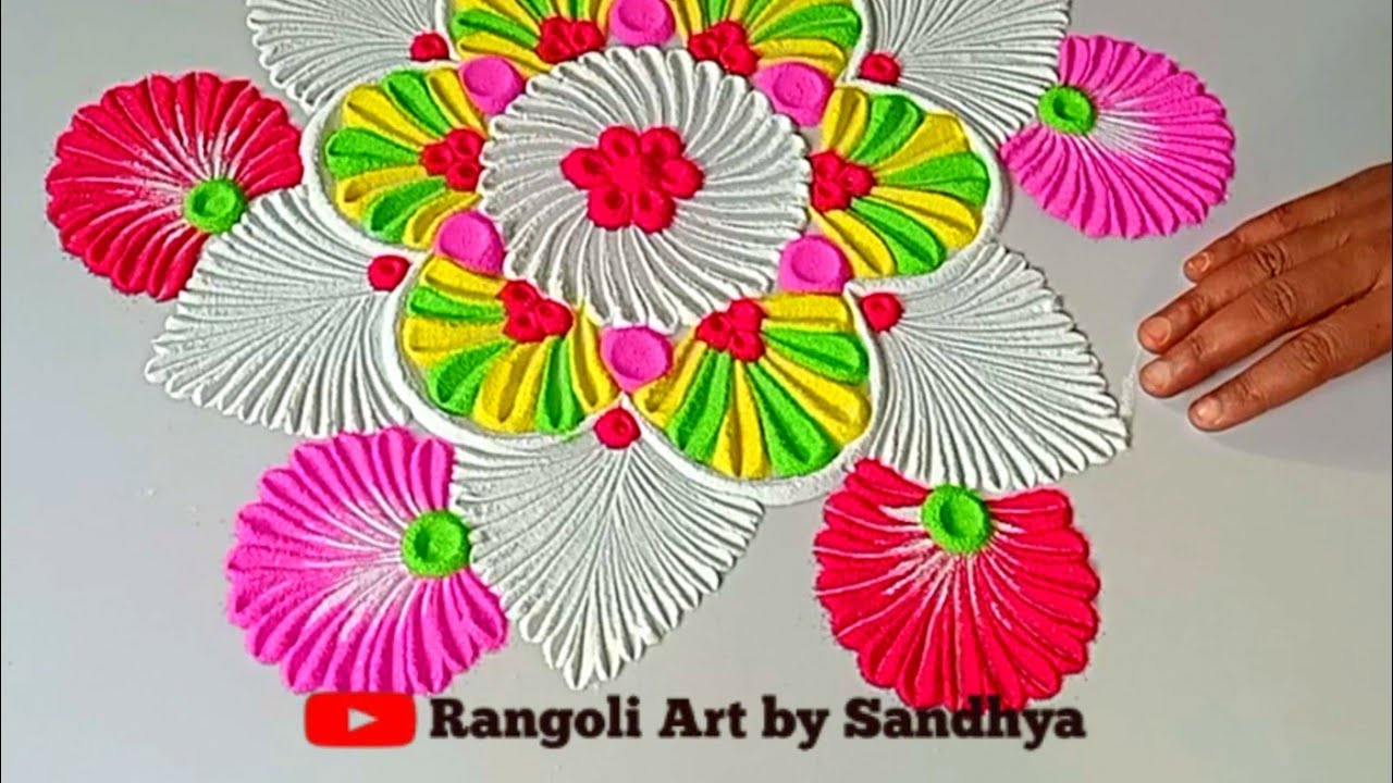Super Elegant Rangoli ️ ️💐 ️Simple Rangoli ️💐Trending Colourful Rangoli ...