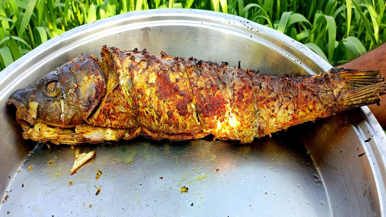 FULL FISH BBQ l Healthy Fish Barbeque Recipe Cooking In Village l ...