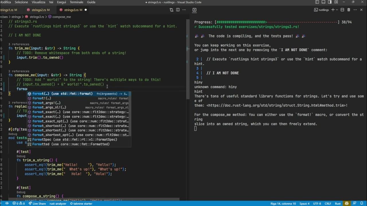 rustlings - strings 3 - YouTube