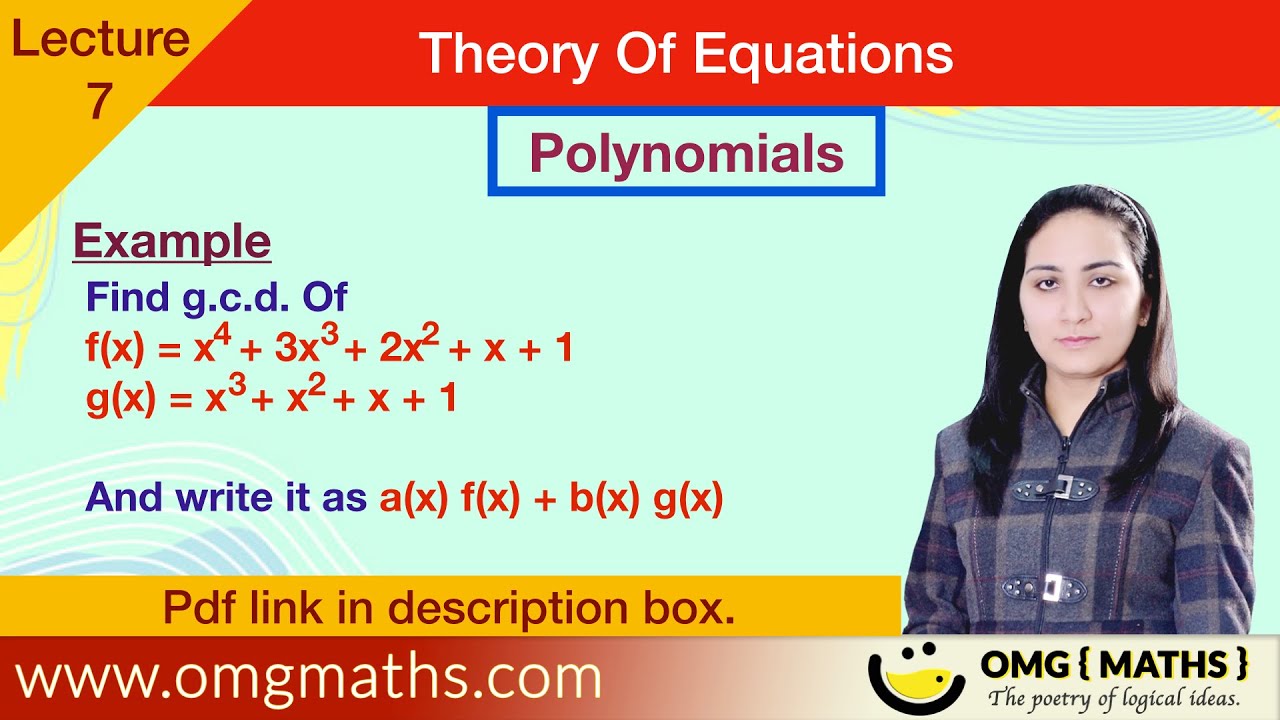 g.c.d. of Polynomials | Example | Polynomials | Theory Of Equations ...