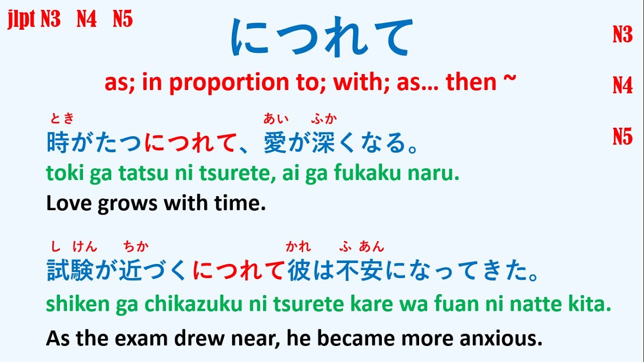 NI TOTTE , NI TSUITE, NI TSURETE - JLPT N3 N4 N5 (GRAMMAR) - YouTube