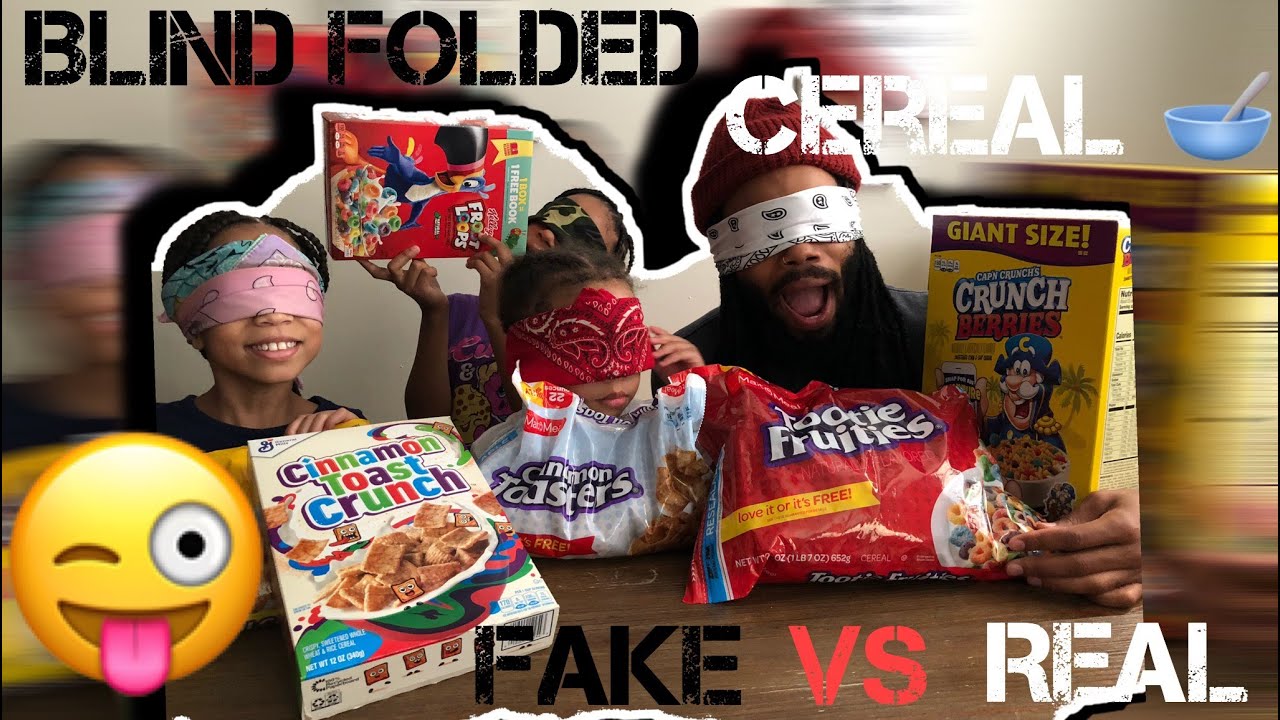 BLINDFOLDED FAKE VS REAL CEREAL CHALLENGE - YouTube