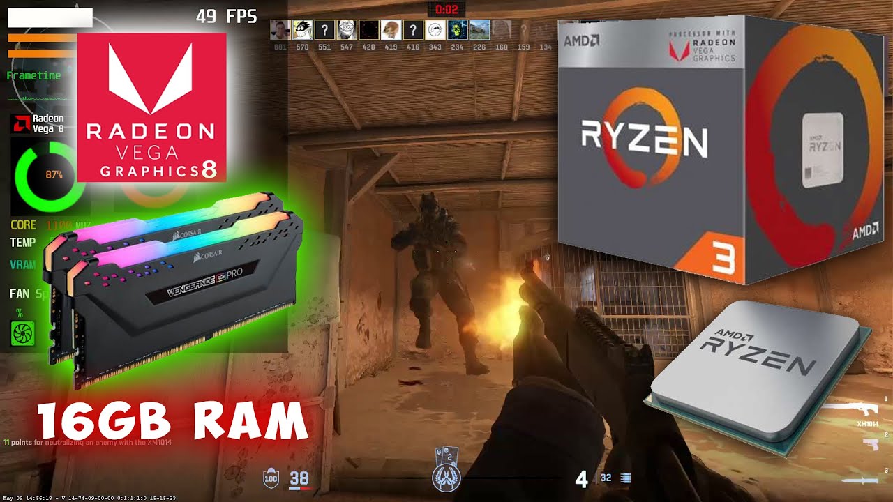 Ryzen 3 2200G & 16GB RAM - Counter-Strike 2 Game Benchmark Result - YouTube