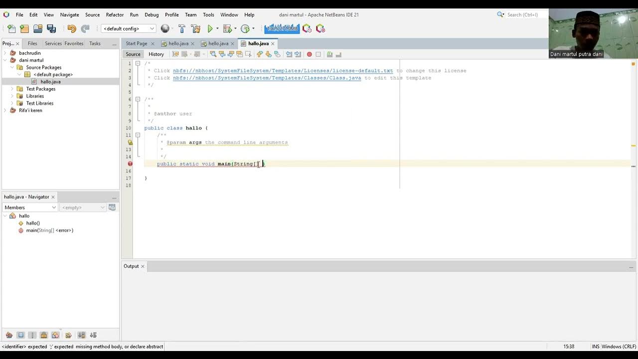Belajar dasar netbeans.04 (Hello java) - YouTube