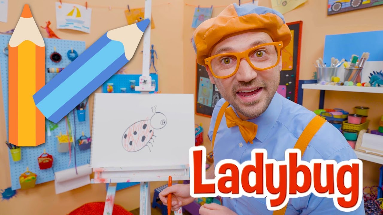 Blippi Draws A Ladybug + More! - EASY ART FOR KIDS! | Blippi's Drawing ...