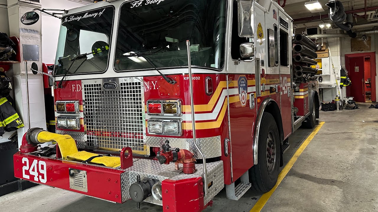 FDNY ENGINE 249 RESPONDING FROM QUARTERS ON ROGERS AVENUE IN PROSPECT ...