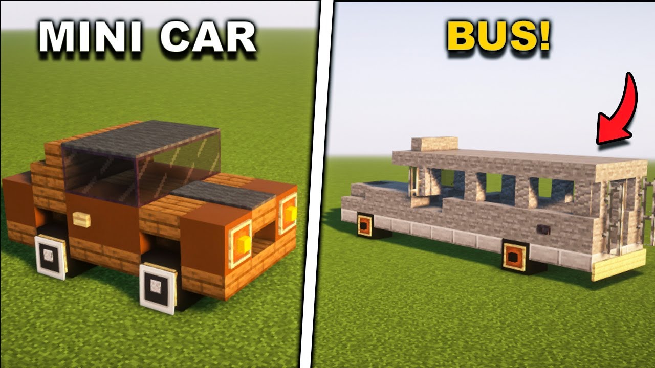 MINECRAFT: 3+ Cars Design | Bus, Car, Bike | - YouTube