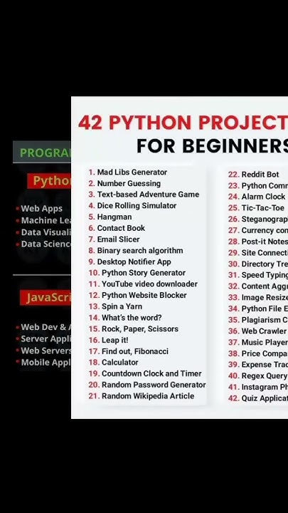 42 python project ideas 💡#webdesign #coding #html #programming #webdevelopment - YouTube