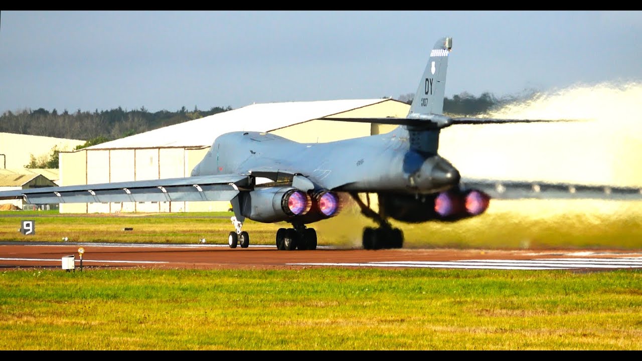 B-1Bs takeoff - YouTube