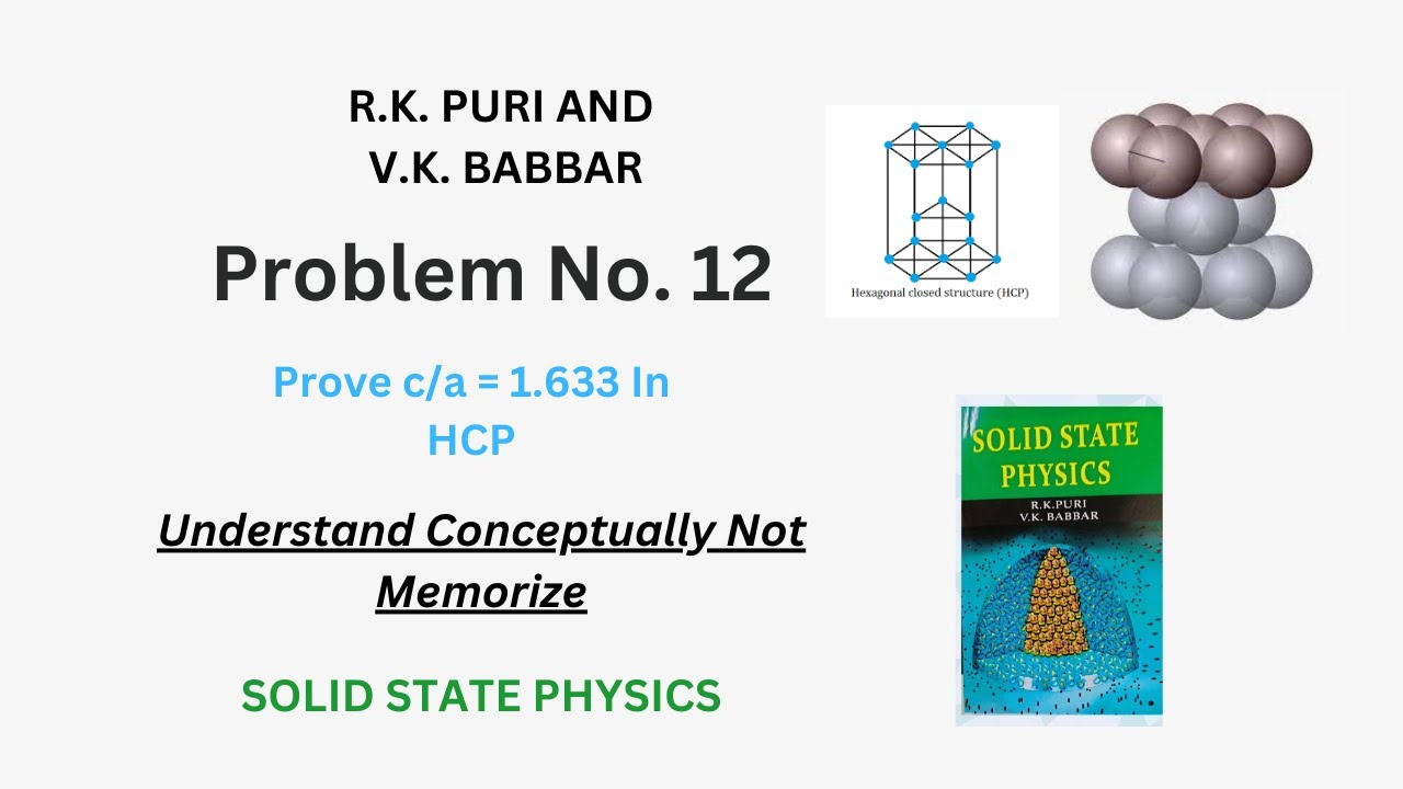 PROBLEM 12 CH# 1 || c/a RATIO IN HCP || R.K PURI V.K BABBAR || Solid State Solution || URDU ...