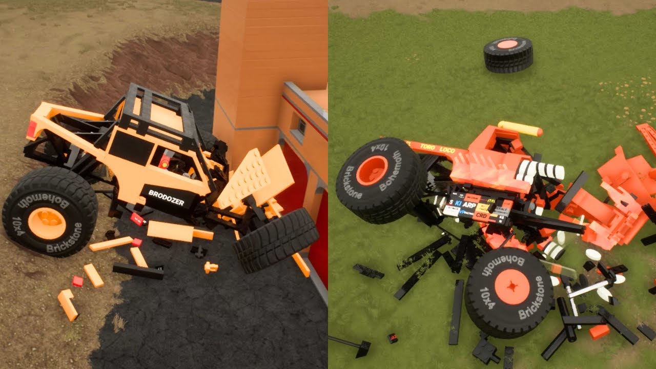 Monster Trucks Crushed into Bricks | Extreme Destruction in Brick Rigs ...
