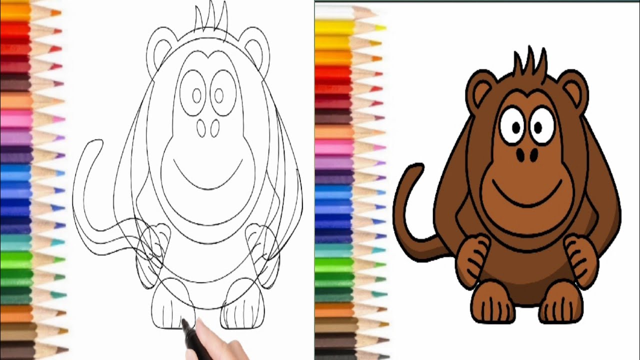 How to draw monkey // kids & toddler - YouTube