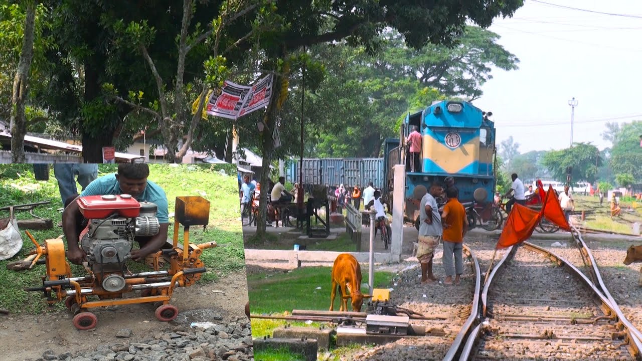Railway line repair by stopping the train ।। Rail line drilling drill ...