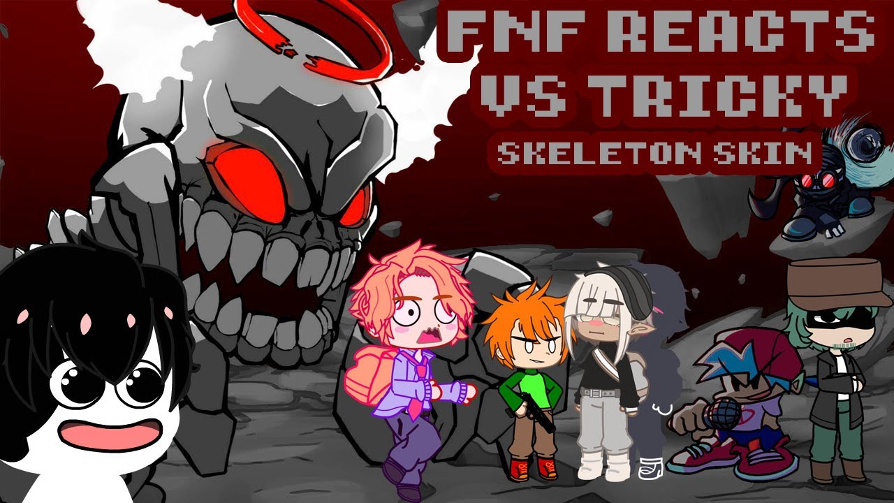 FNF reacts to V.S. Tricky (Hellclown CDMusic Remix) Skeleton Tricky ...