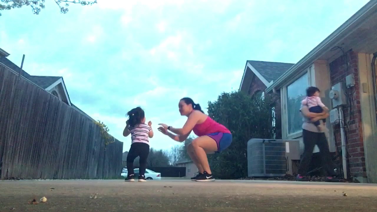 Exercising with kids - 30 Day Squat Challenge - 45 air squats - YouTube