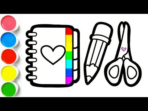 How to draw School Supplies step by step for kids - YouTube