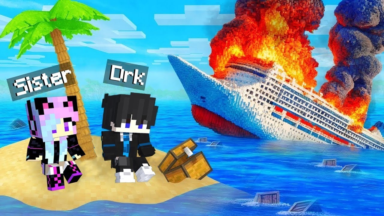 Survive The Cruise Ship CRASH on Desert Island in Minecraft ! - YouTube