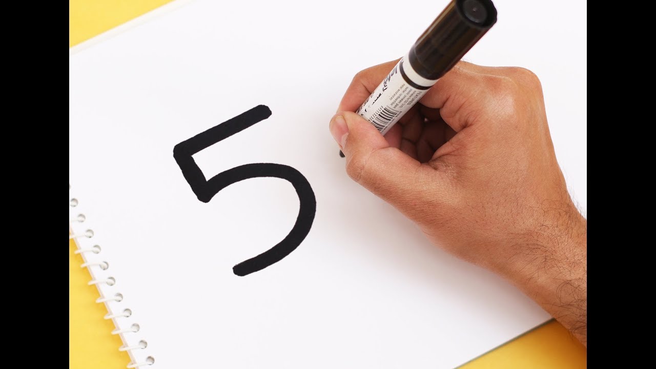 How to turn Number 5 into a Cartoon HELICOPTER ! Fun with Number ...