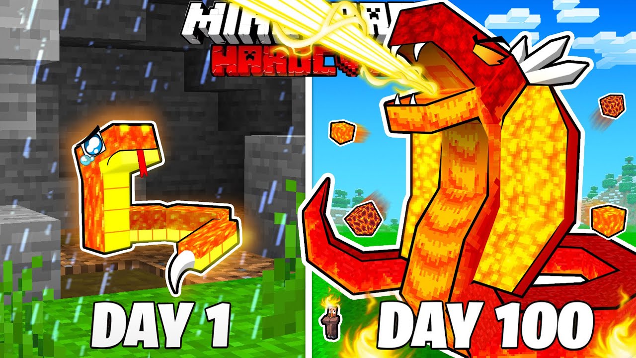 I Survived 100 Days as a LAVA SERPENT in HARDCORE Minecraft - YouTube