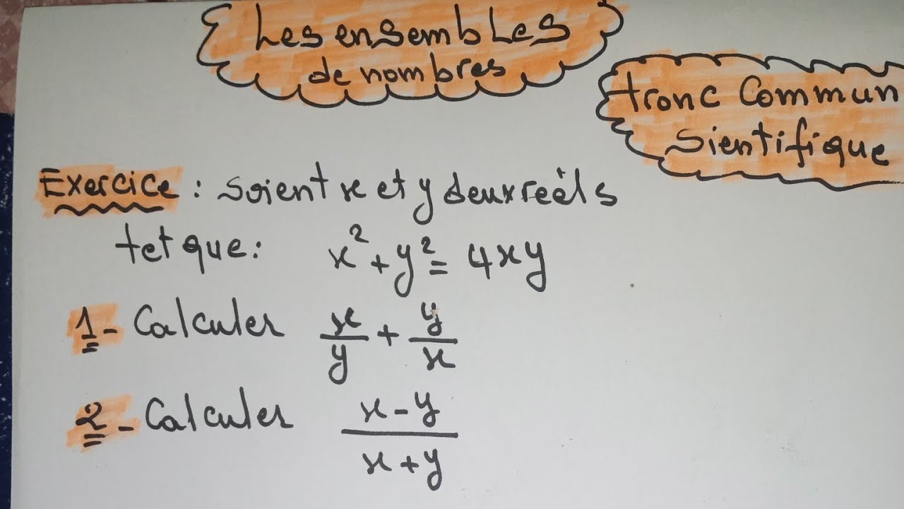 exercice corrigé les ensembles tronc commun مجموعات الاعداد جدع مشترك ...