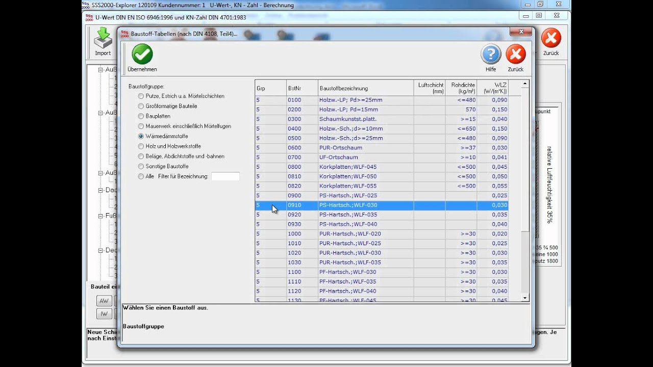 SSS-Software: U-Wert Berechnung DIN EN ISO 6946 K-Zahlen nach DIN 4701 ...