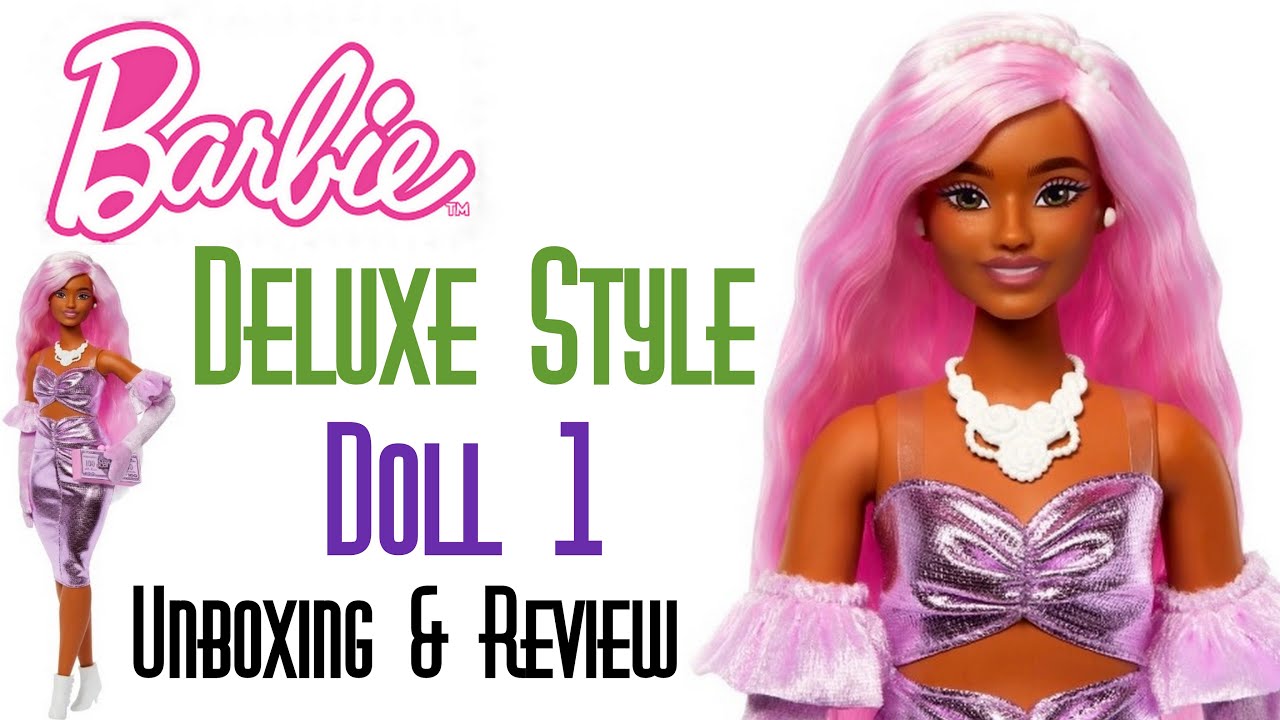 🎀 BARBIE DELUXE STYLE DOLL 1 CURVY IN GLOSSY PINK BARBIECORE DRESS 👑 ...