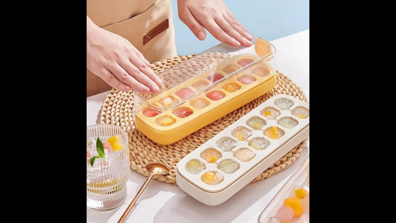 Press-Type Silicone Ice Cube Trays for Home Ice Storage and Making ...
