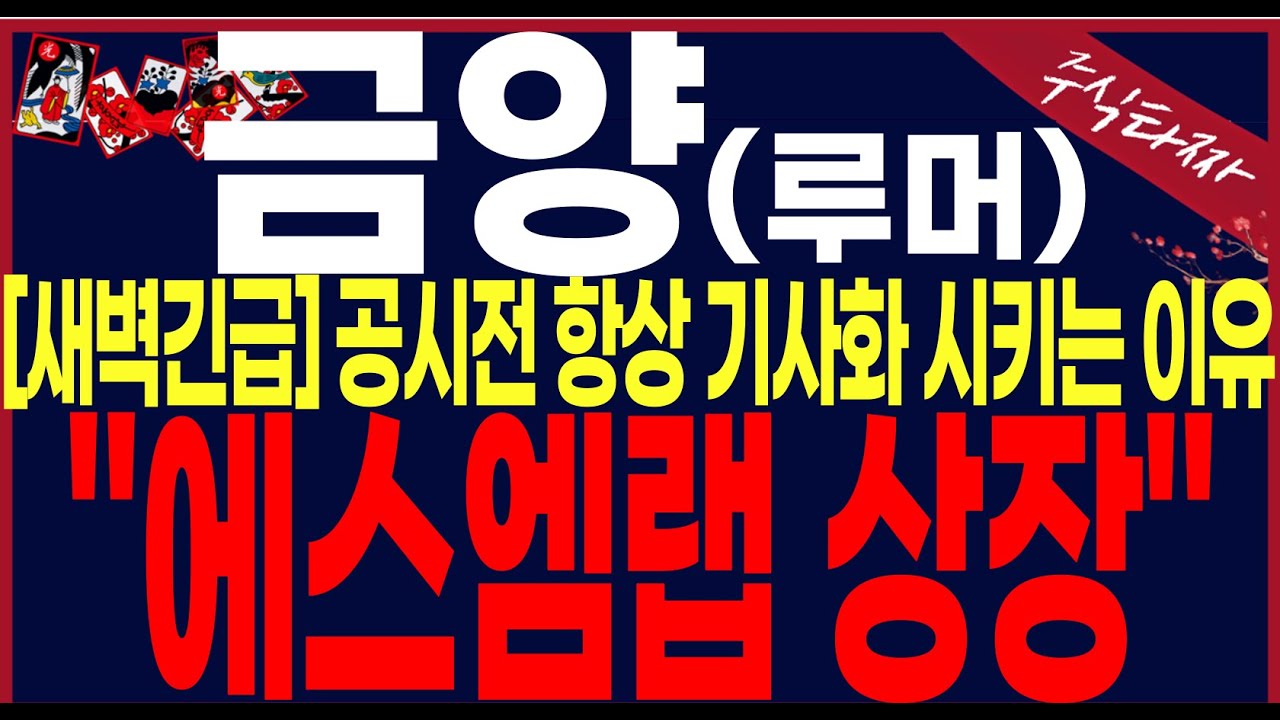 금양 주가 전망 긴급루머를만든이유는 에스엠랩상장을 위한 거죠반드시필수시청금양 금양주가전망 금양주가 금양대응