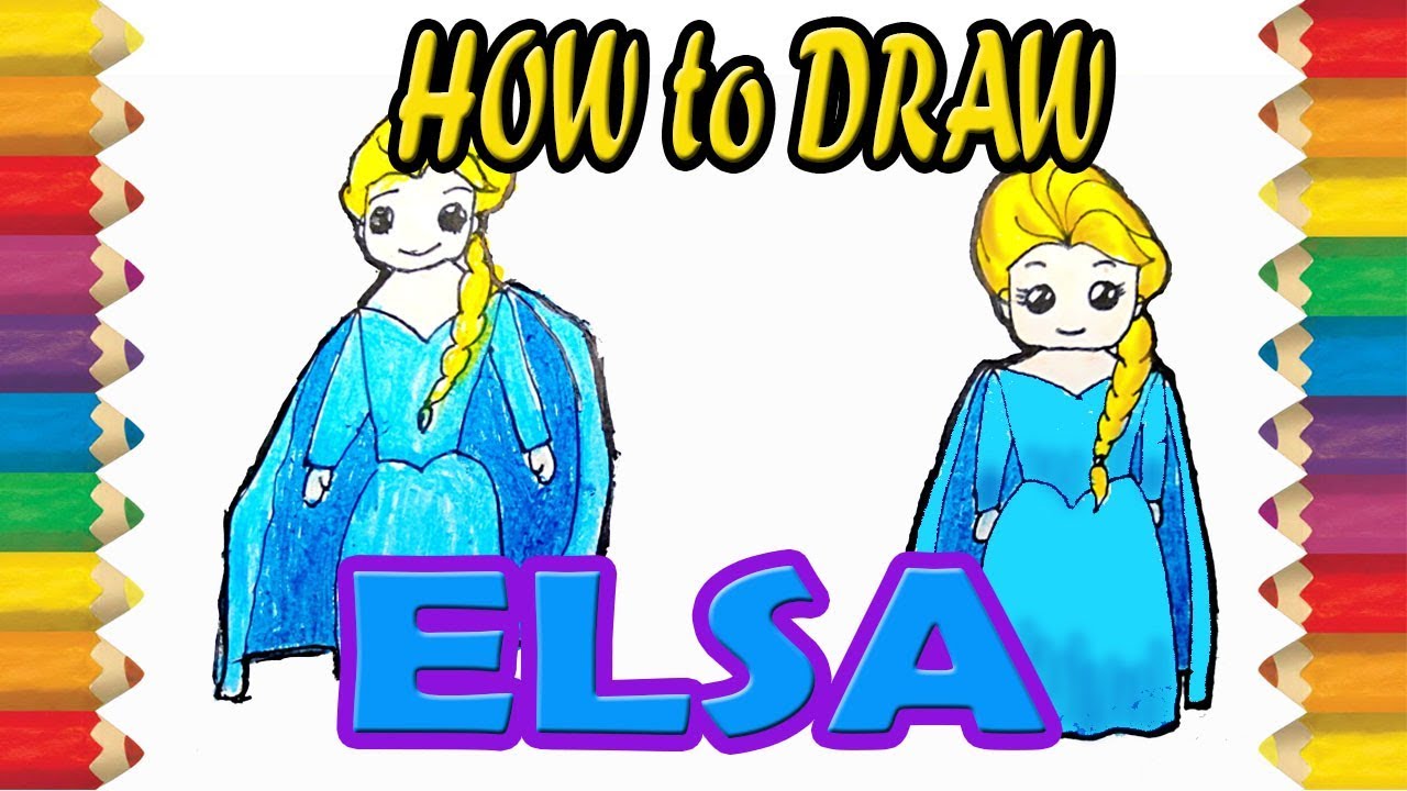 Easy Drawing - How to Draw Cute Elsa Frozen 2 - YouTube