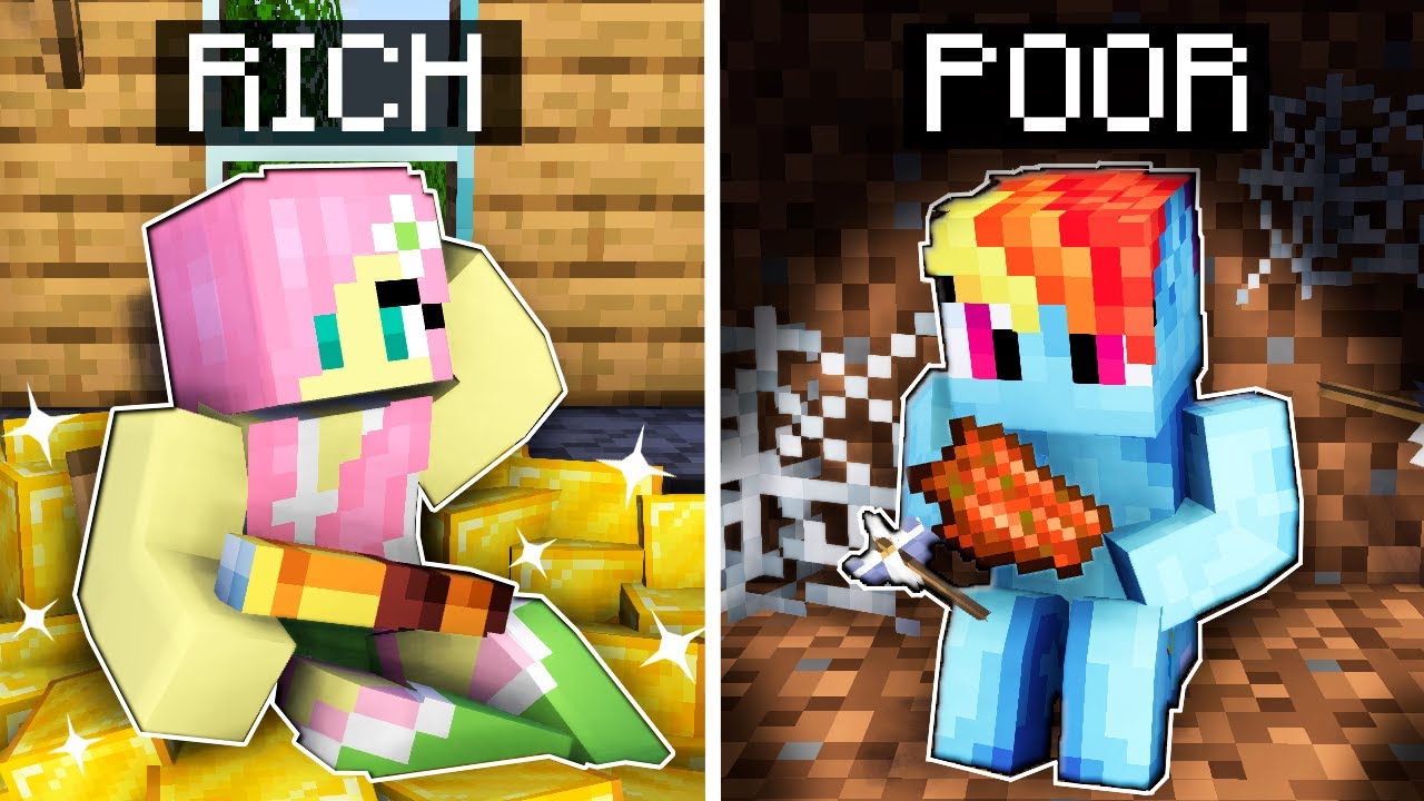 Rich Baby Fluttershy VS Poor Baby Rainbow Dash In Minecraft - YouTube