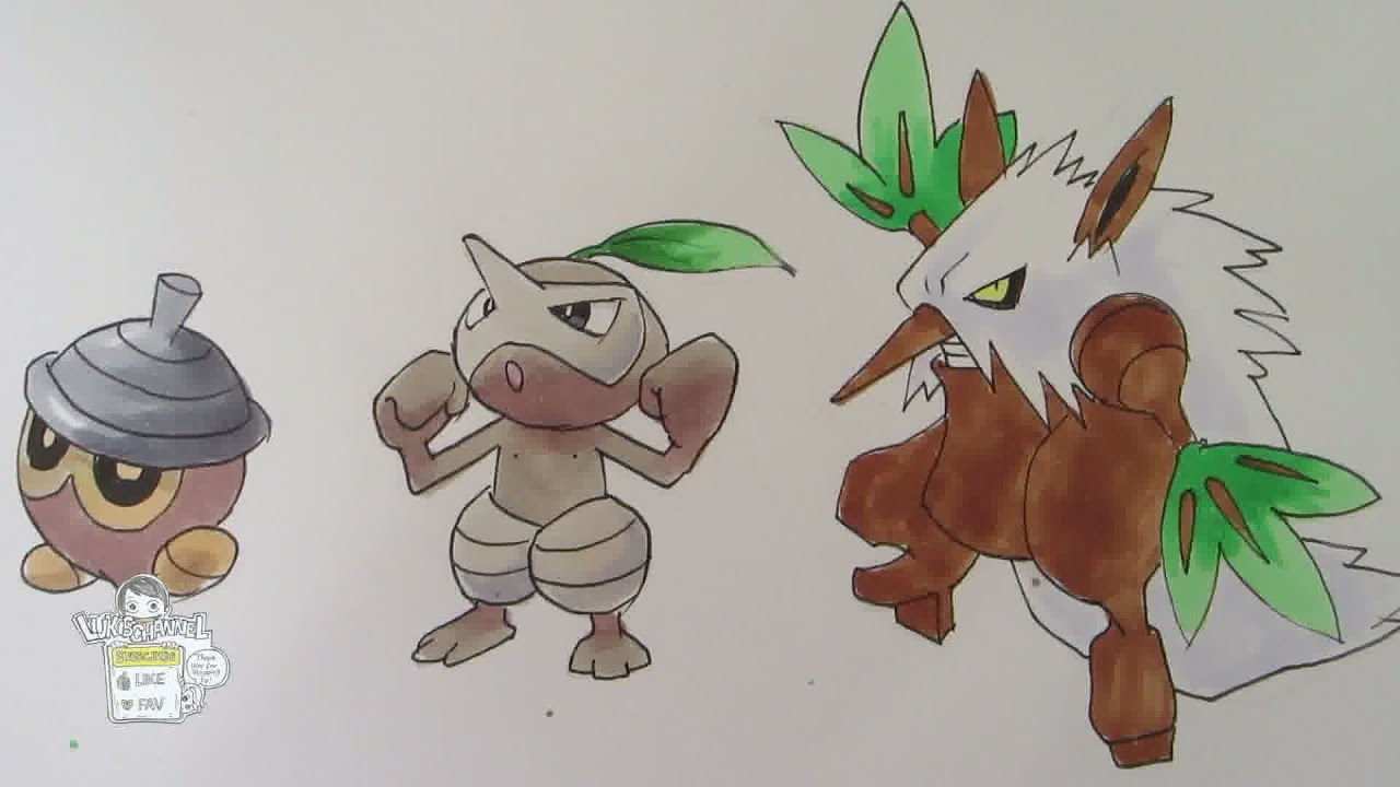 How to draw Pokemon: No. 273 Seedot, No. 274 Nuzleaf, No. 275 Shiftry ...