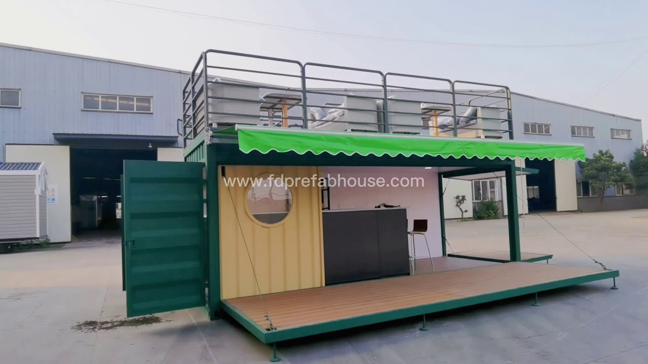 who can build a automatic opening 20ft shipping container bar - YouTube