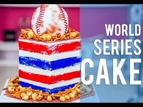 How To Make A BASEBALL WORLD SERIES CAKE! Filled with Beer nuts, caramel corn, and chocolate!